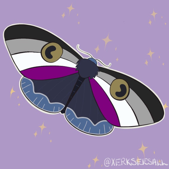 Paper & Party Supplies Stickers Asexual Pride Moth sticker Paper etna ...
