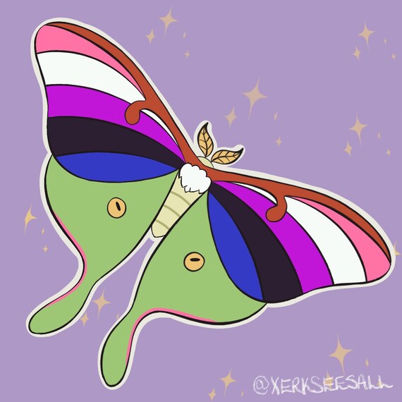 Genderfluid Pride Moth 2.5 Sticker - Etsy