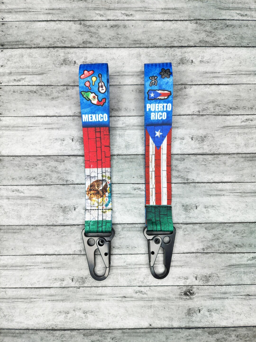 Mexico Puerto Rico Keychain for Keys, Puerto Rican and Mexican Flag Keychain Wristlet - Etsy