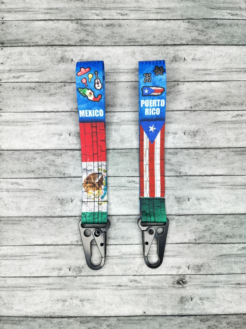 Mexico Puerto Rico Keychain, Puerto Rican and Mexican Flag Keychain ...