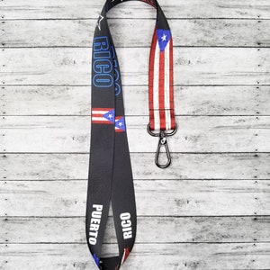 Puerto Rico Lanyard for Key or ID Badge - Boricua Coqui Taino Puerto ...