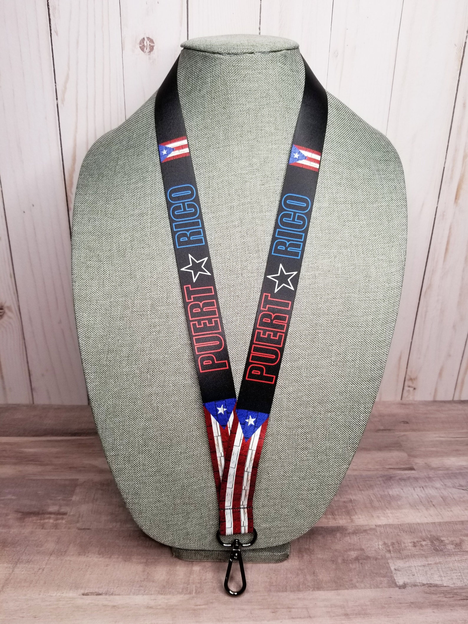 Puerto Rico Lanyard for Key or ID Badge, Puerto Rican Flag Key Holder ...