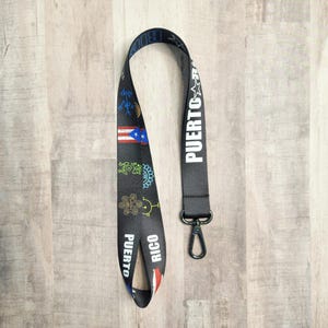 Boricua Puerto Rico Lanyard for Keys or ID Badge Holder - Taíno Symbols ...