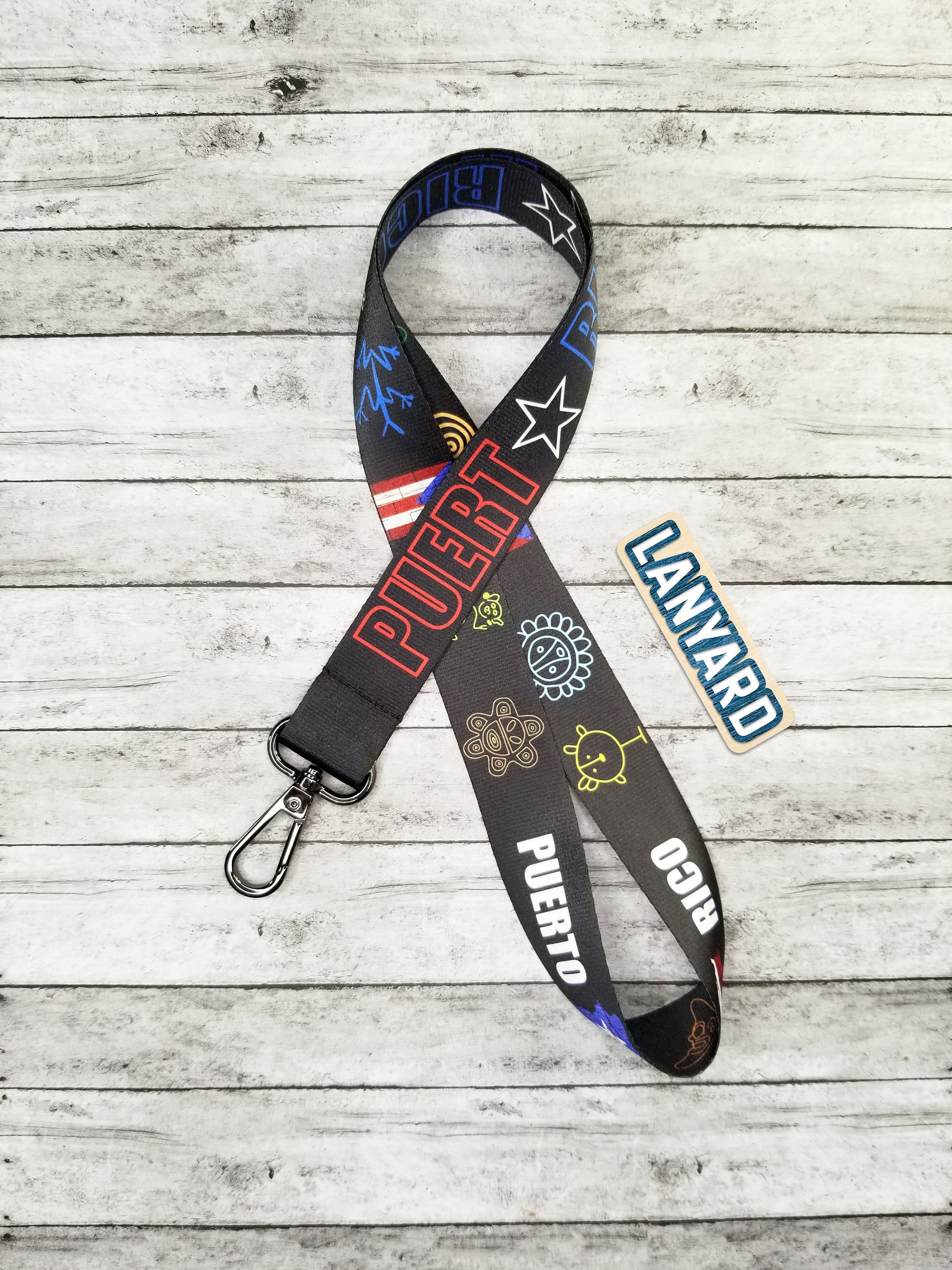 Puerto Rico Lanyard - Black - Boricua - Cool Keychain | for Key or ID ...