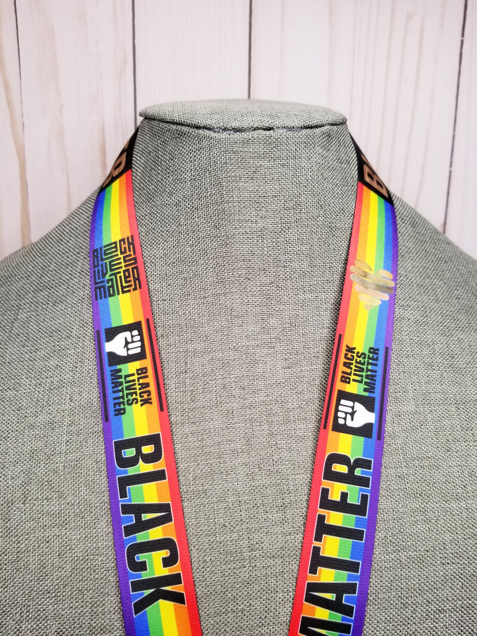 BLM Rainbow Lanyard for Keys or ID Badge, Black Lives Matter Key Holder ...