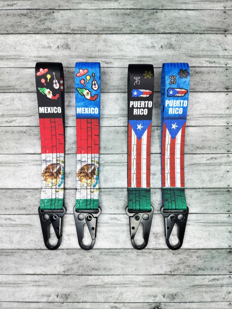 Mexico Puerto Rico Keychain, Puerto Rican and Mexican Flag Keychain ...