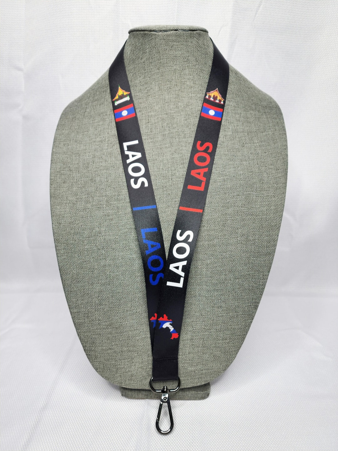 Laos Lanyard Keychain for Keys or ID Badge - Laos Map, Country Flag of ...
