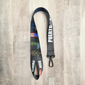 Puerto Rico Lanyard - Black - Boricua - Cool Keychain | for Key or ID ...