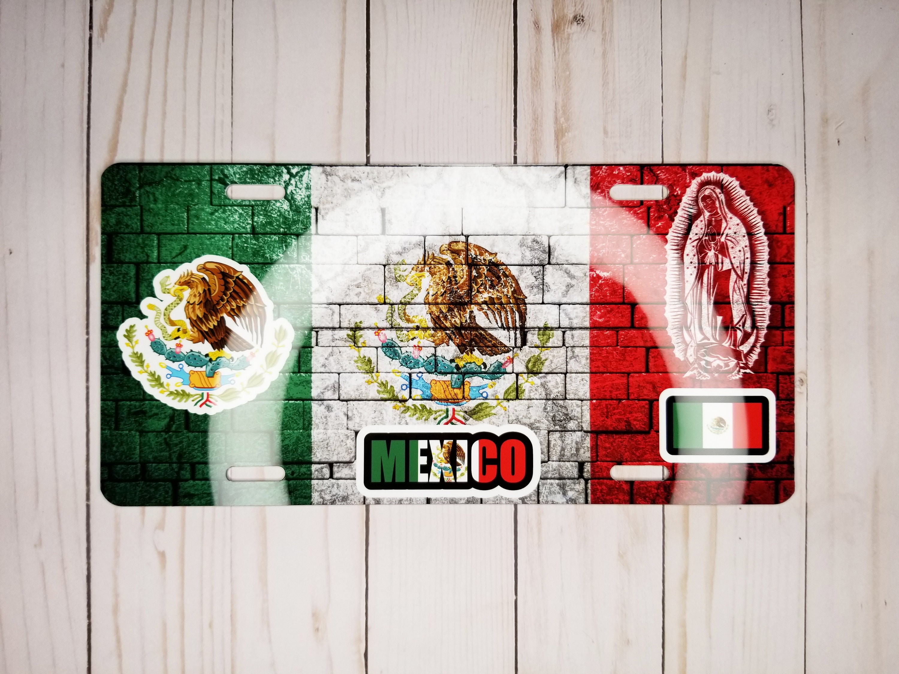 Mexico Car License Plate With Mexican Flag and Virgen De Guadalupe ...