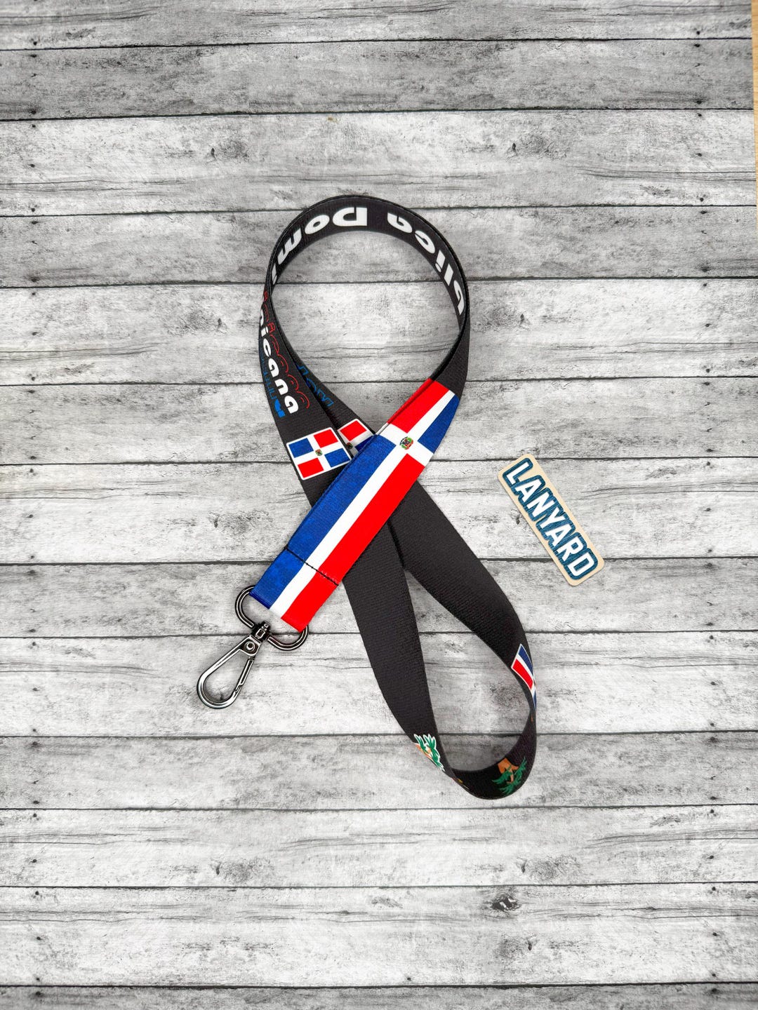 República Dominicana Lanyard for Keys or ID Badge, It's Black With ...