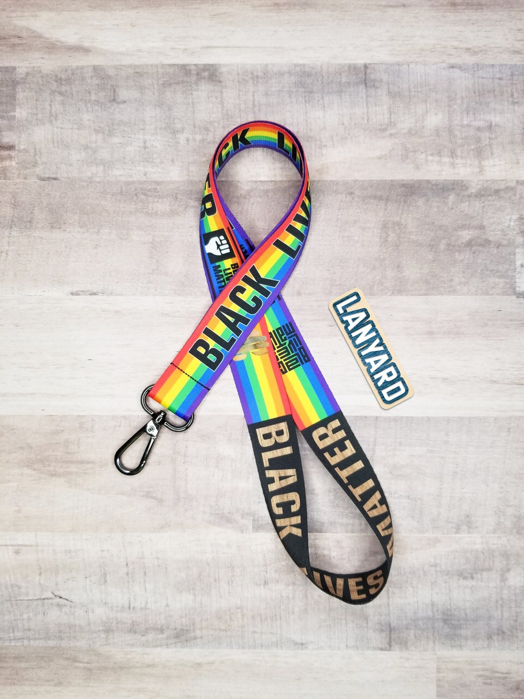 BLM Rainbow Lanyard for Keys or ID Badge, Black Lives Matter Key Holder ...
