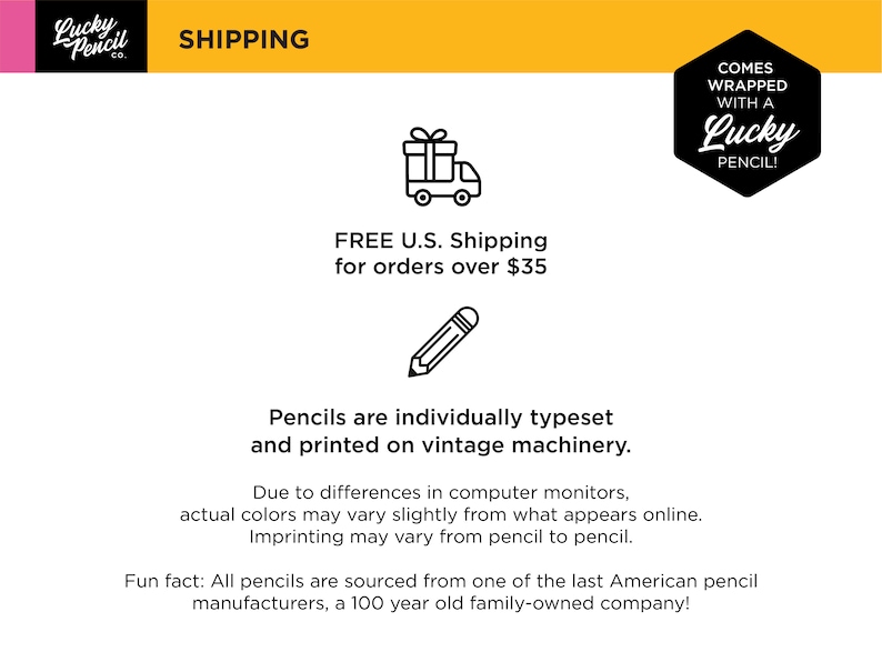 Arthur's Lucky Pencils: Hand-stamped Gold Foil Set - Etsy
