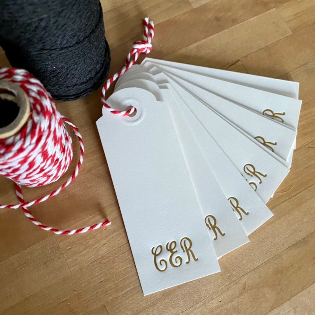Monogram Letterpress Gift Tags - Birthday, Wedding, Anniversary ...