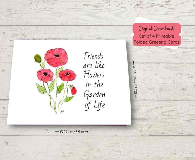 Friendship Card, Printable Greeting Card Set, Just for You Card, Blank ...