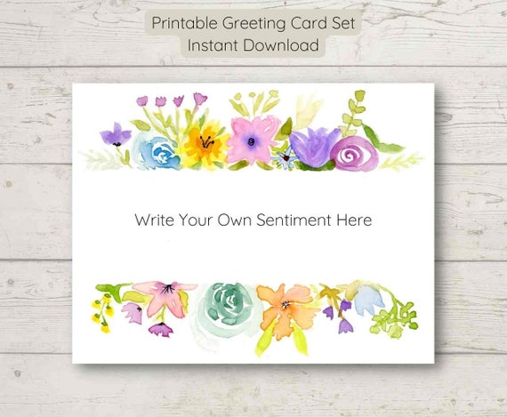 Blank Greeting Card Printable Greeting Card Set Best Wishes - Etsy