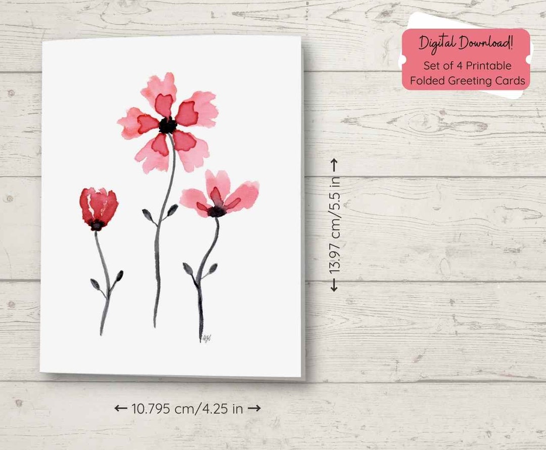 Blank Card, Printable Greeting Card Set, Many Thanks, Happy Birthday ...