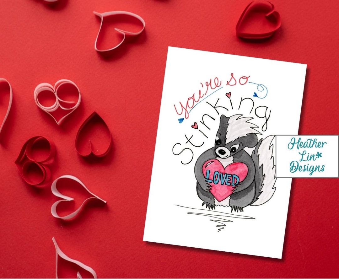 Printable Valentine Skunk Card - Etsy