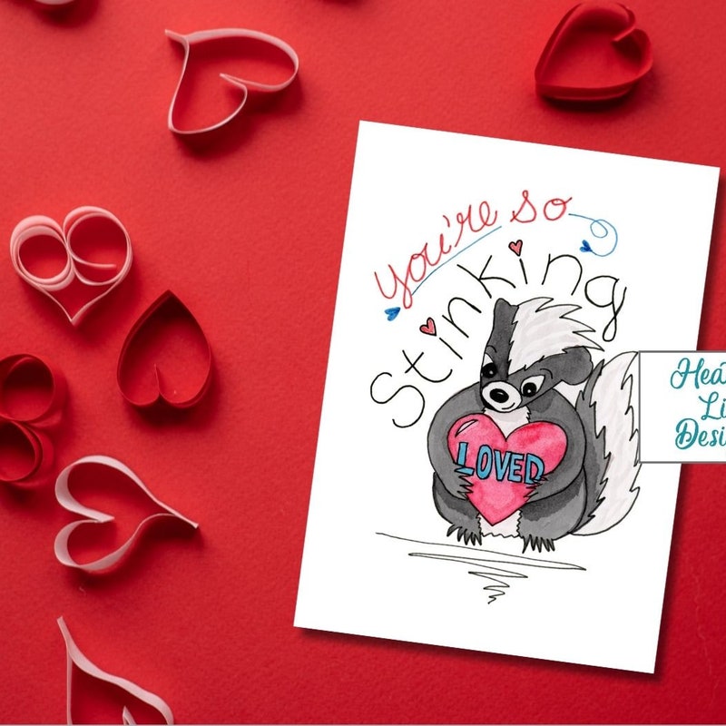 Skunk Valentine Card - Etsy