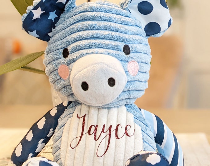Personalized 13 Blue Piggy Pig With Wide Ribbed Corduroy - Etsy