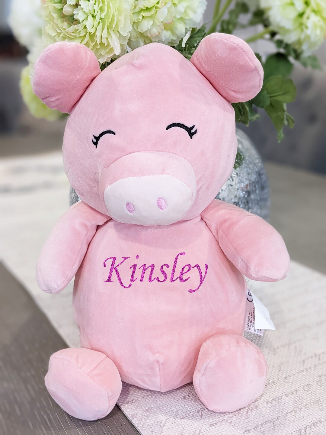 Personalized Pig 15" Soft Plush for Baby Girl or Boy, Pink Piggy ...