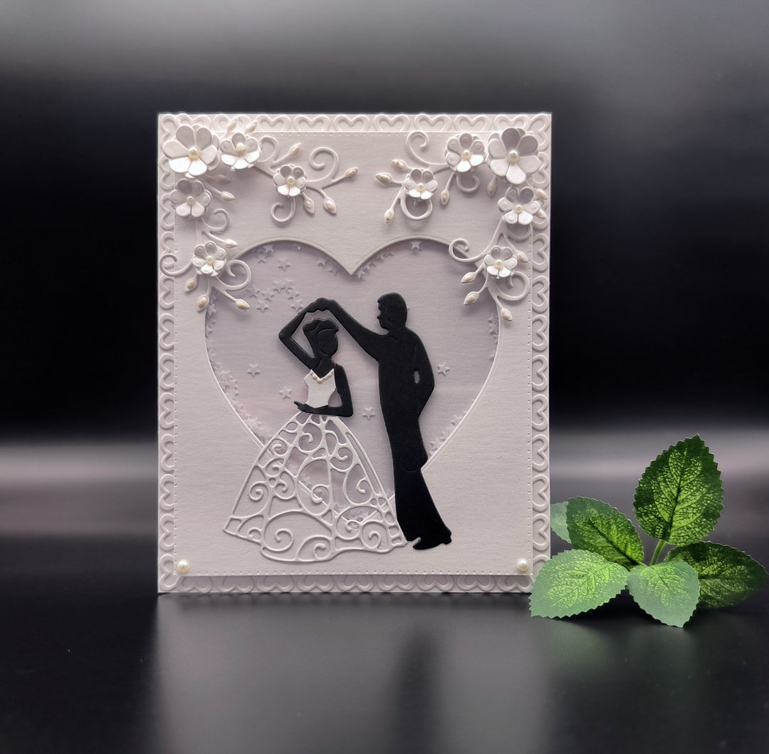 Elegant Wedding Card, Handmade Wedding Card in Gift Box, Shaker Card ...