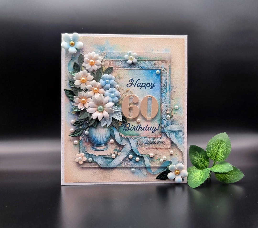 Luxury 60th Birthday Card,handmade 60th Birthday Card,3d 60th Birthday ...