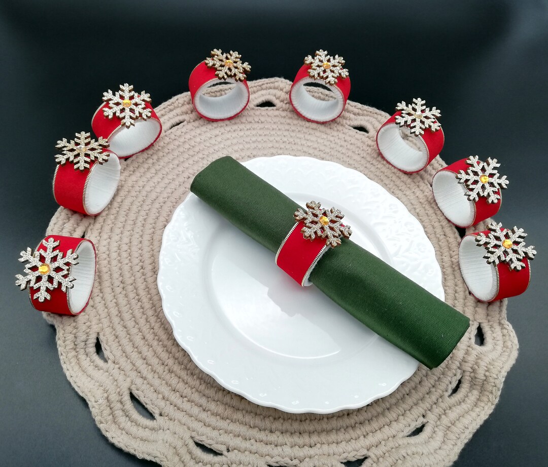 Christmas Napkin Rings,red Velvet Napkin Rings,napkin Rings With ...