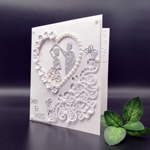 Handmade 3D Wedding Card: White Pearl Newlywed Gift - Etsy