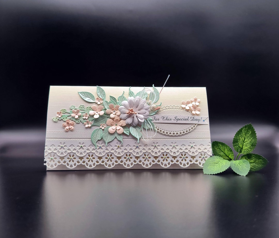 Handmade Floral Money Envelope: Embossed Cardboard Gift Wallet - Etsy