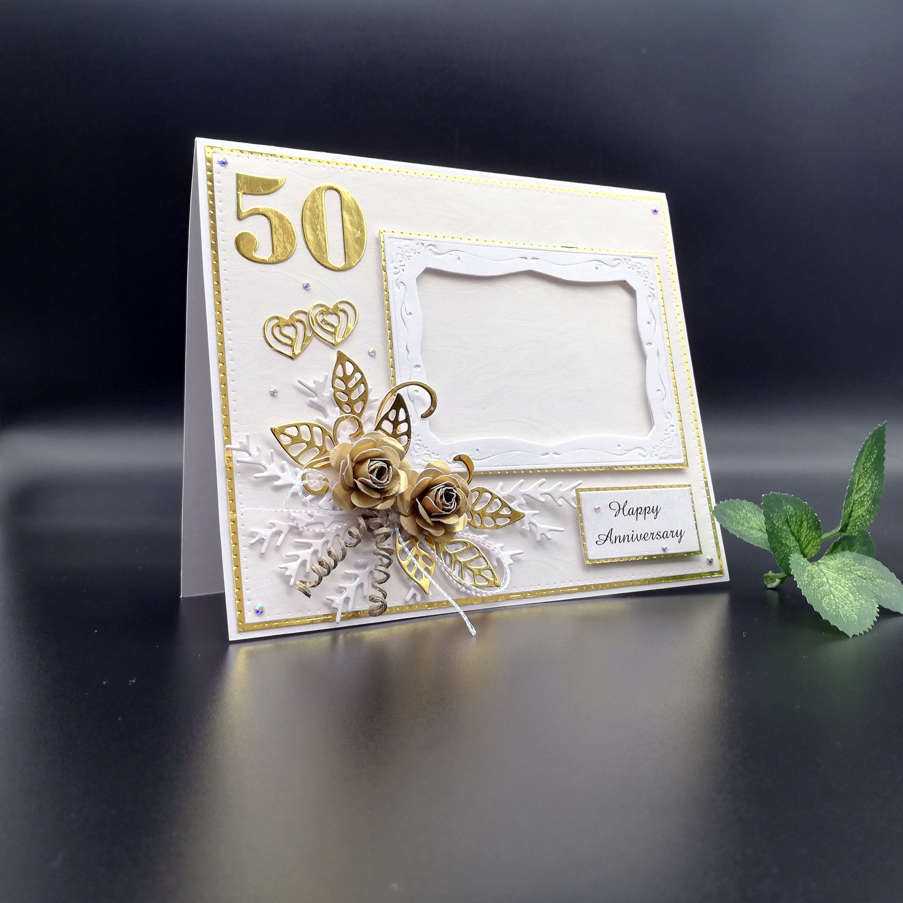 Handmade Gold Wedding Card With Photo,personalized 50th Anniversary,3d ...