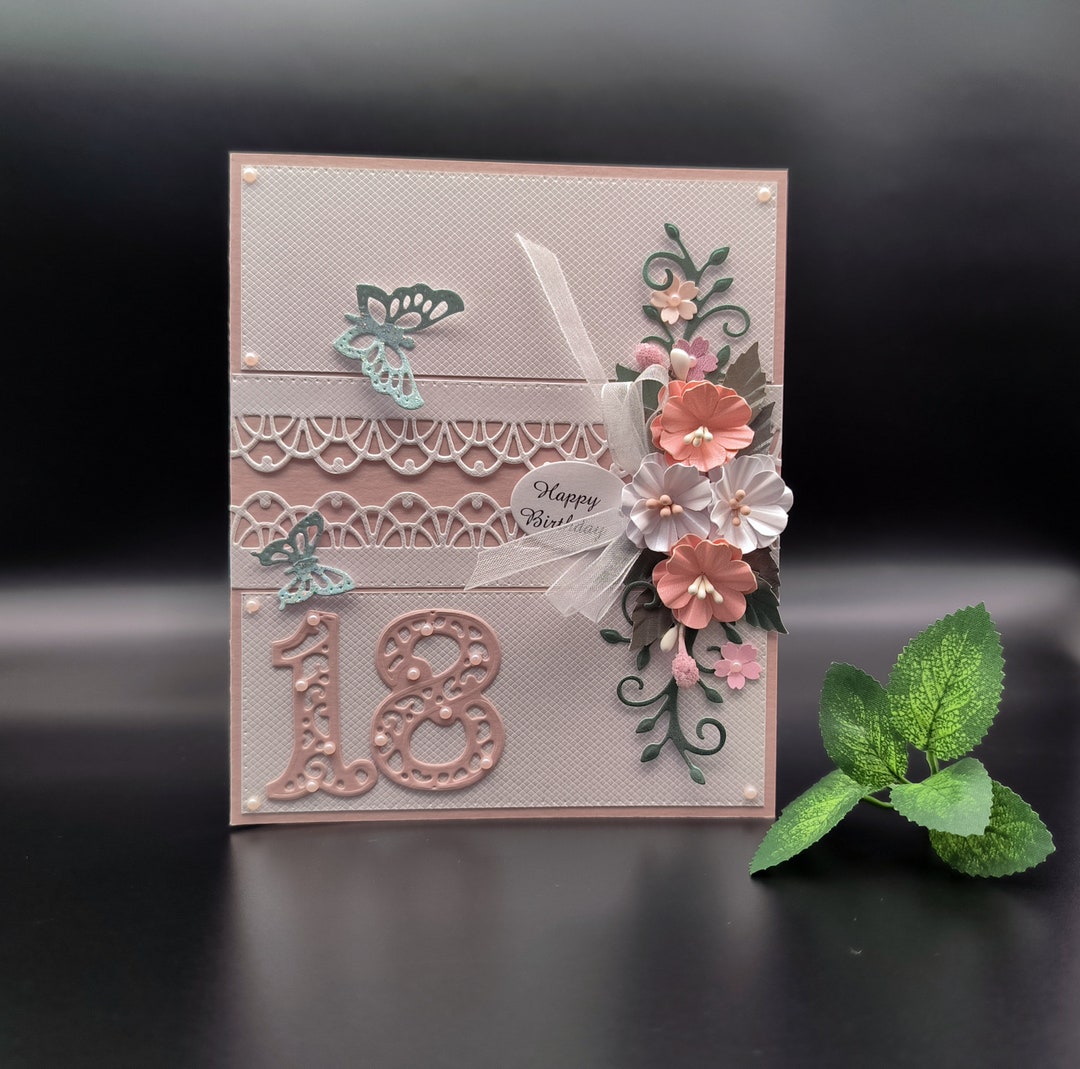 Handmade 18th Birthday Card: Floral Gift Box Card for Her - Etsy