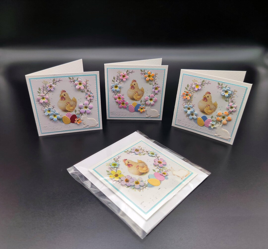 Mini Easter Card Set, Handmade Six Easter Basket Cards - Etsy