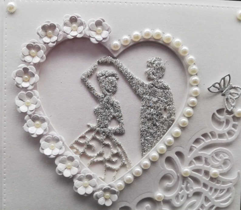 Handmade 3D Wedding Card: White Pearl Newlywed Gift - Etsy