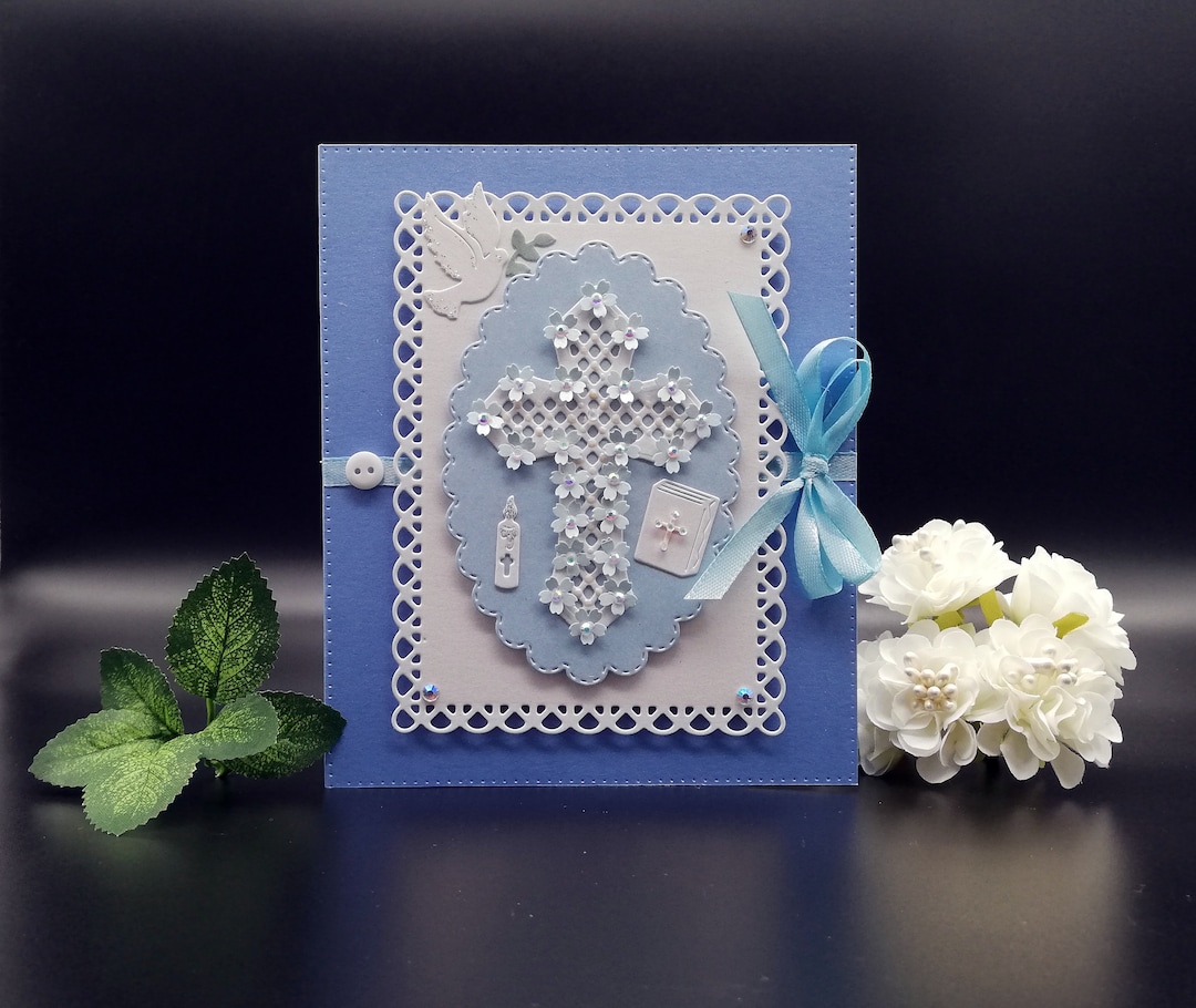 Handmade Baptism Card, First Communion Card,3d Card in a Box,blue ...