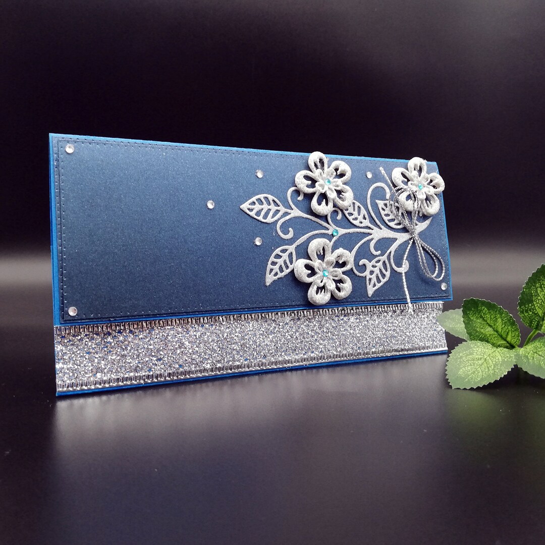 Handmade Blue and Silver Money Envelope,money Wallet,gift Card Holder ...