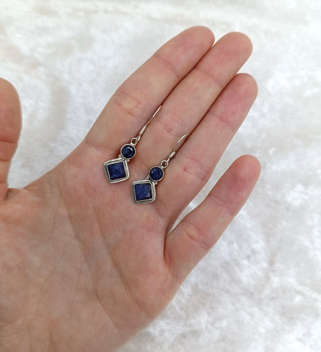 Vintage Sapphire Silver Earrings, Ag 925 - Etsy