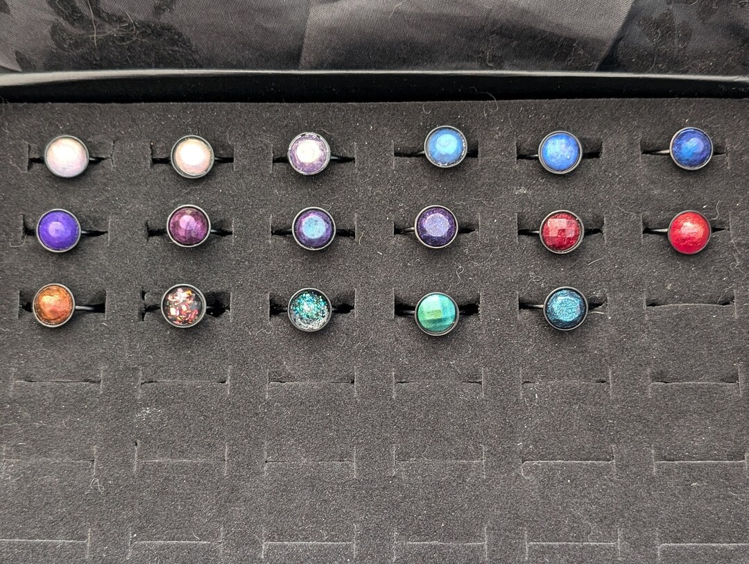 Black Stainless Steel Open Band Adjustable Goth Rings - Etsy