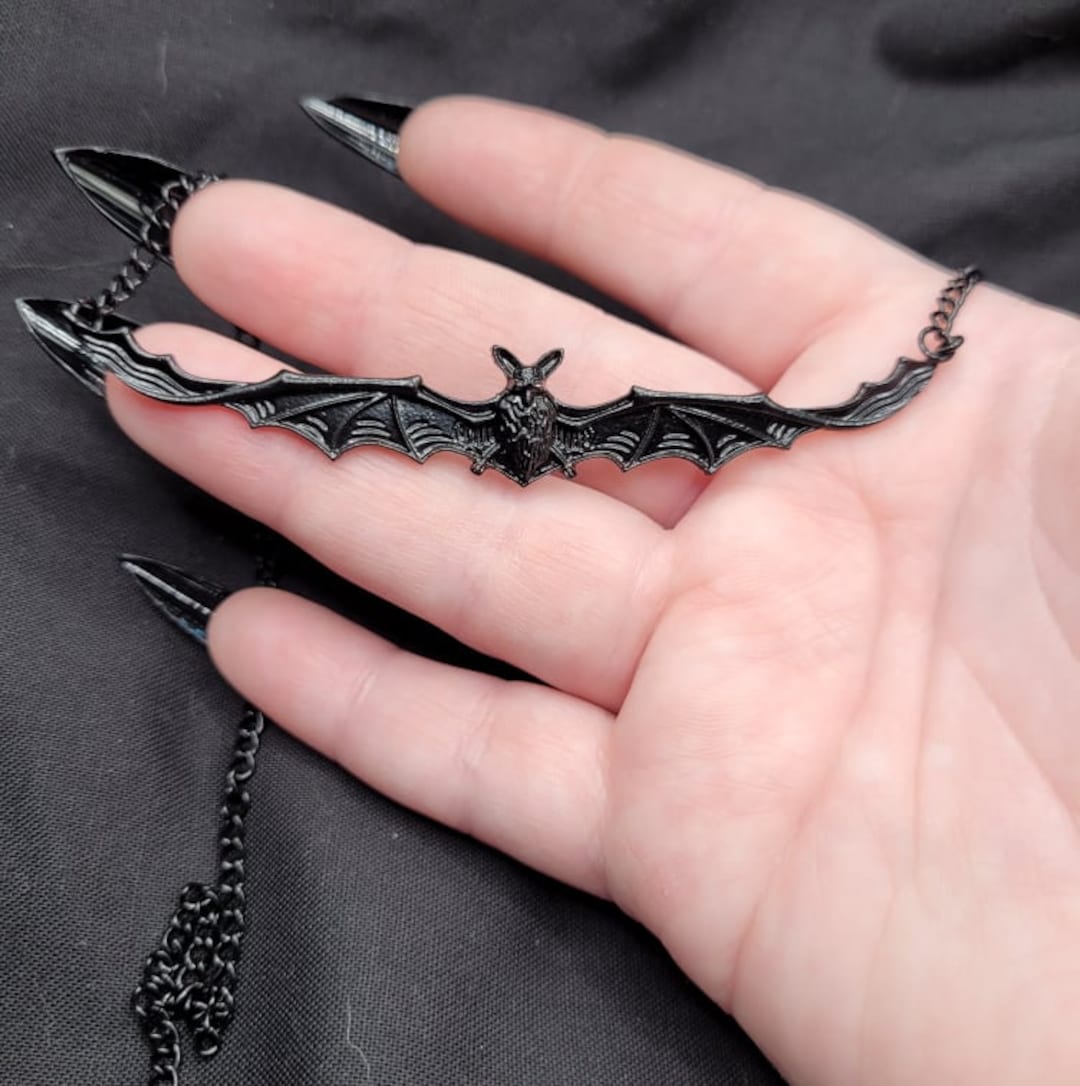 Goth Long Black Bat Necklace - Etsy