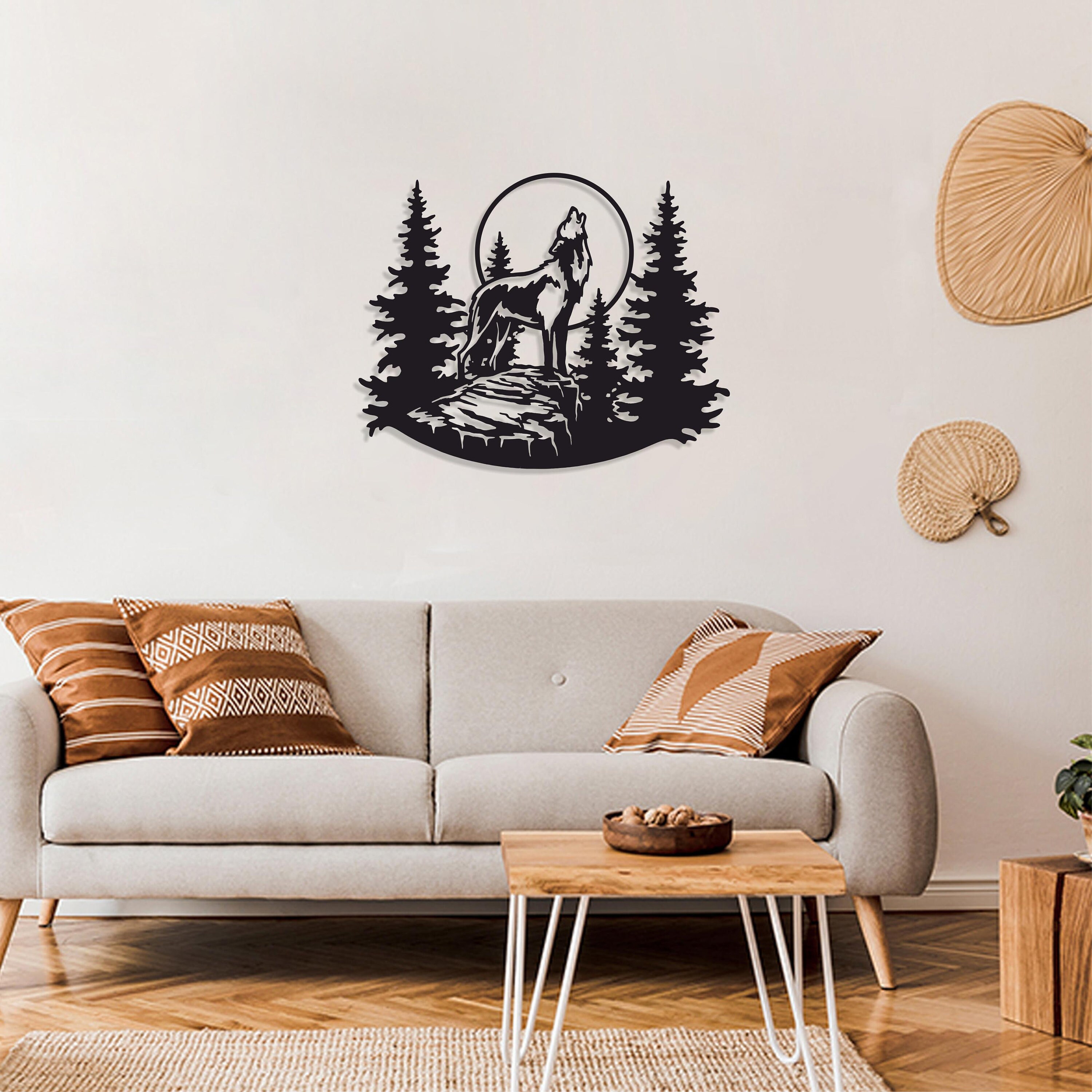 Wolf With Moon Wall Decor Wolf Wall Art Metal Wall Art - Etsy