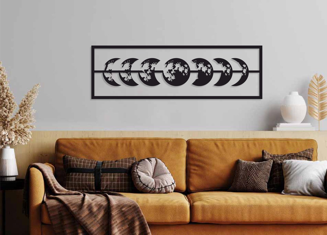 Metal Phases of the Moon Wall Decor, Moon Metal Wall Art, Wall Art ...