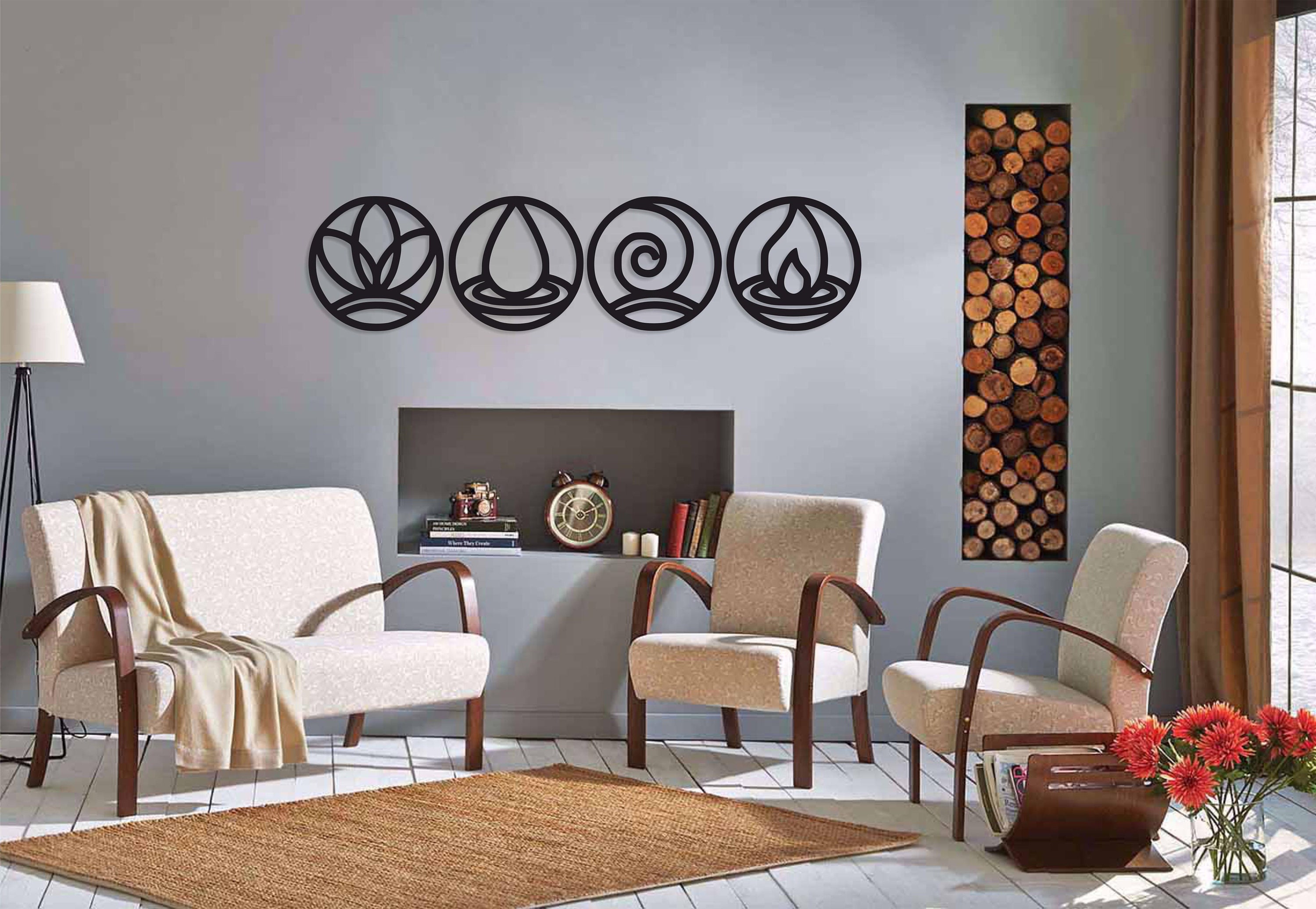Four Elements Wall Decor, Element Wall Art, Metal Wall Art, Living Room ...