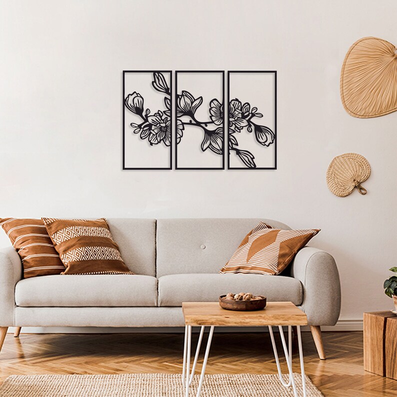 Magnolia Flower Metal Wall Decor, Magnolia 3 Pieces Wall Art, Animal ...