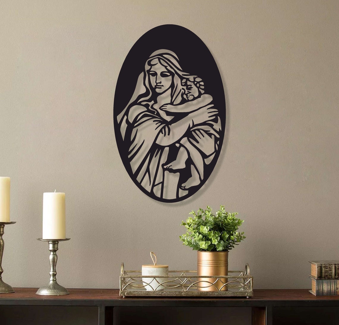 Virgin Mary Wall Decor Virgin Mary With Jesus Metal Wall Art - Etsy