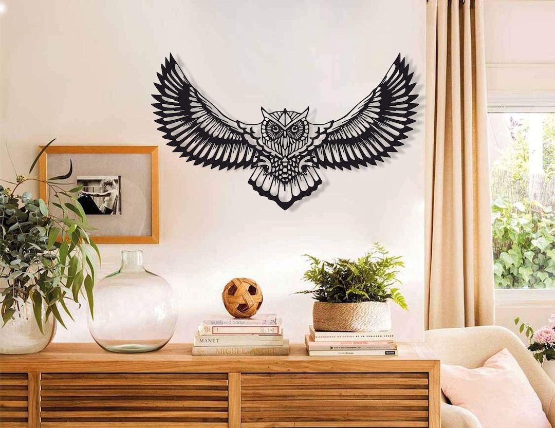 Metal Owl Decor, Owl Wall Art for Modern Living Places, Metal Wall ...