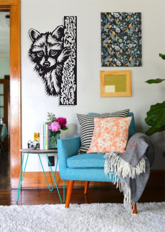 Raccoon Metal Wall Art Wild Animal Metal Wall Art Living - Etsy