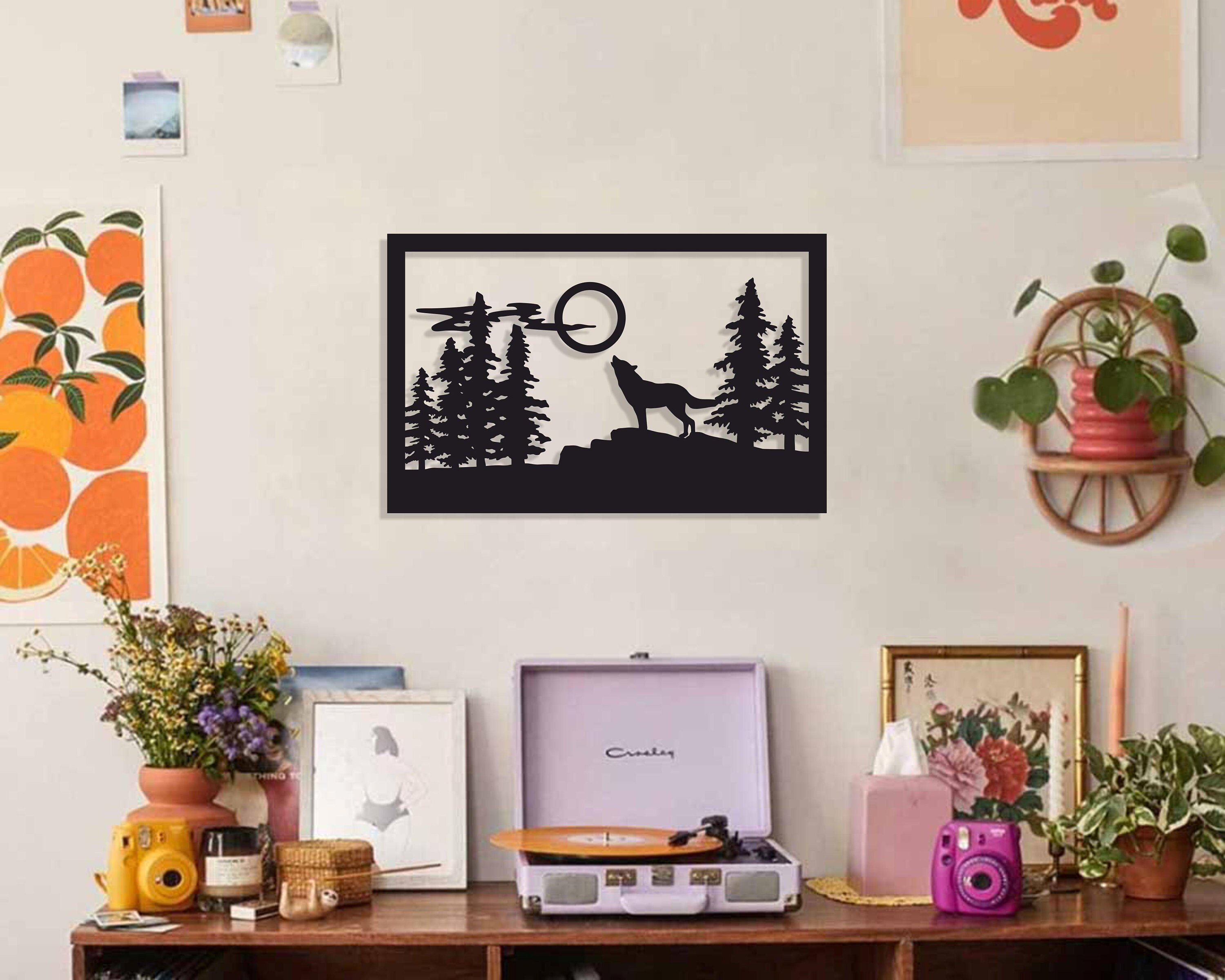 Wolf Wall Decor Wolf and Moon Metal Wall Art Living Room | Etsy