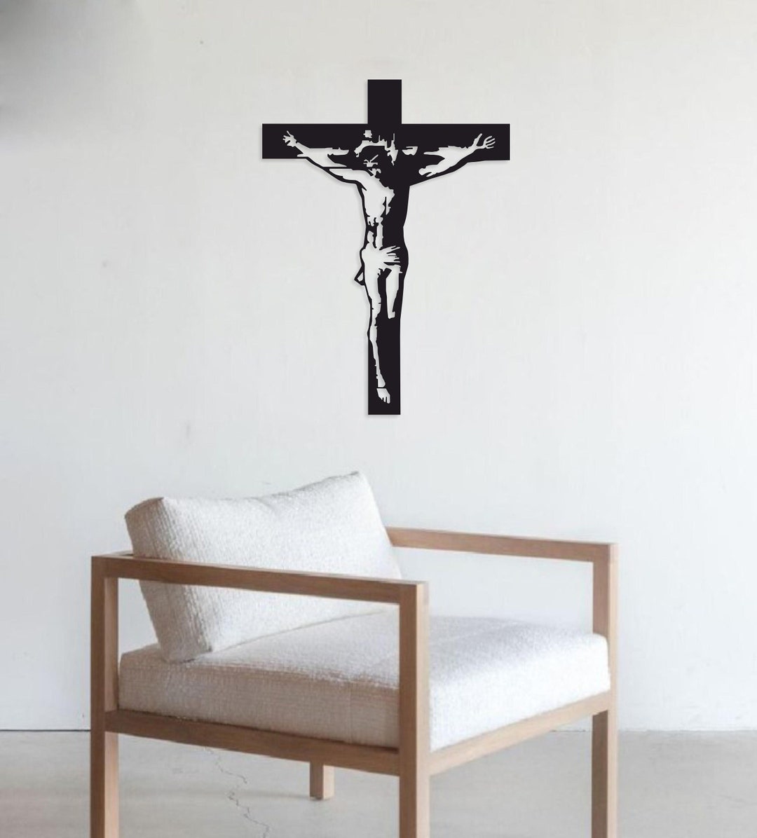 Cross With Jesus Wall Decor, Jesus Wall Art, Metal Wall Art, Living ...