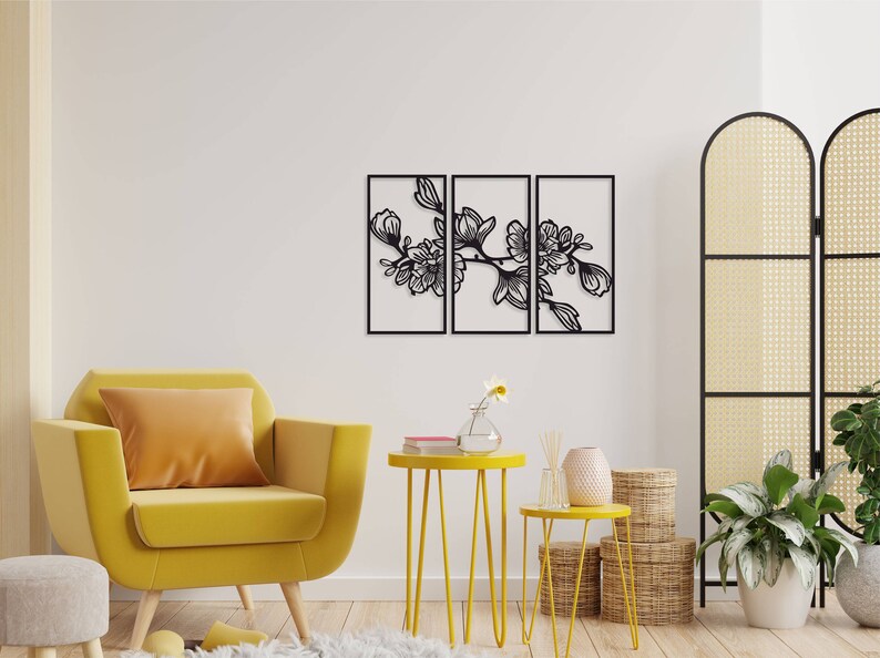 Magnolia Flower Metal Wall Decor, Magnolia 3 Pieces Wall Art, Animal ...