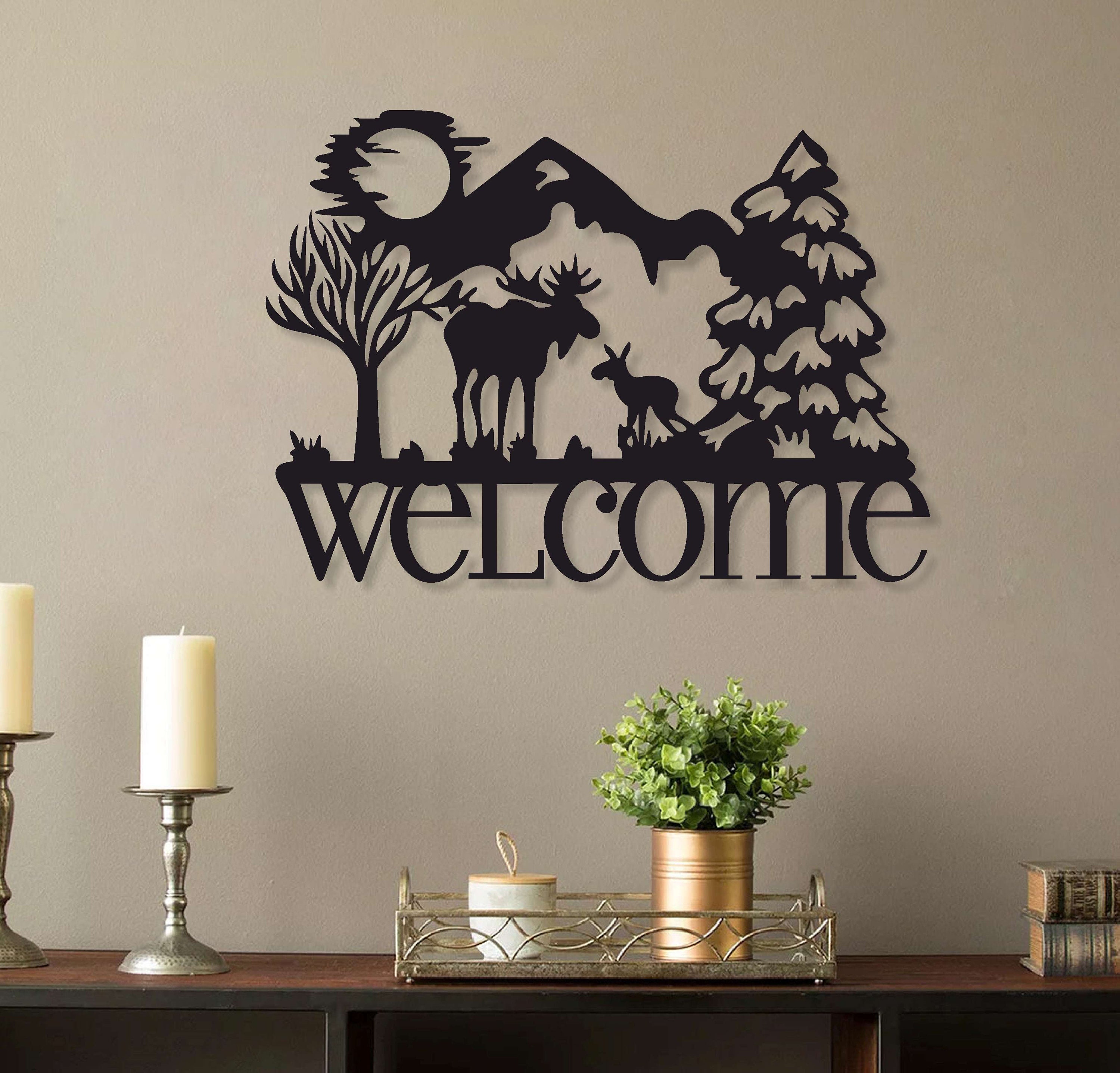 Welcome Wall Decor Welcome Metal Wall Art Living Room Wall | Etsy