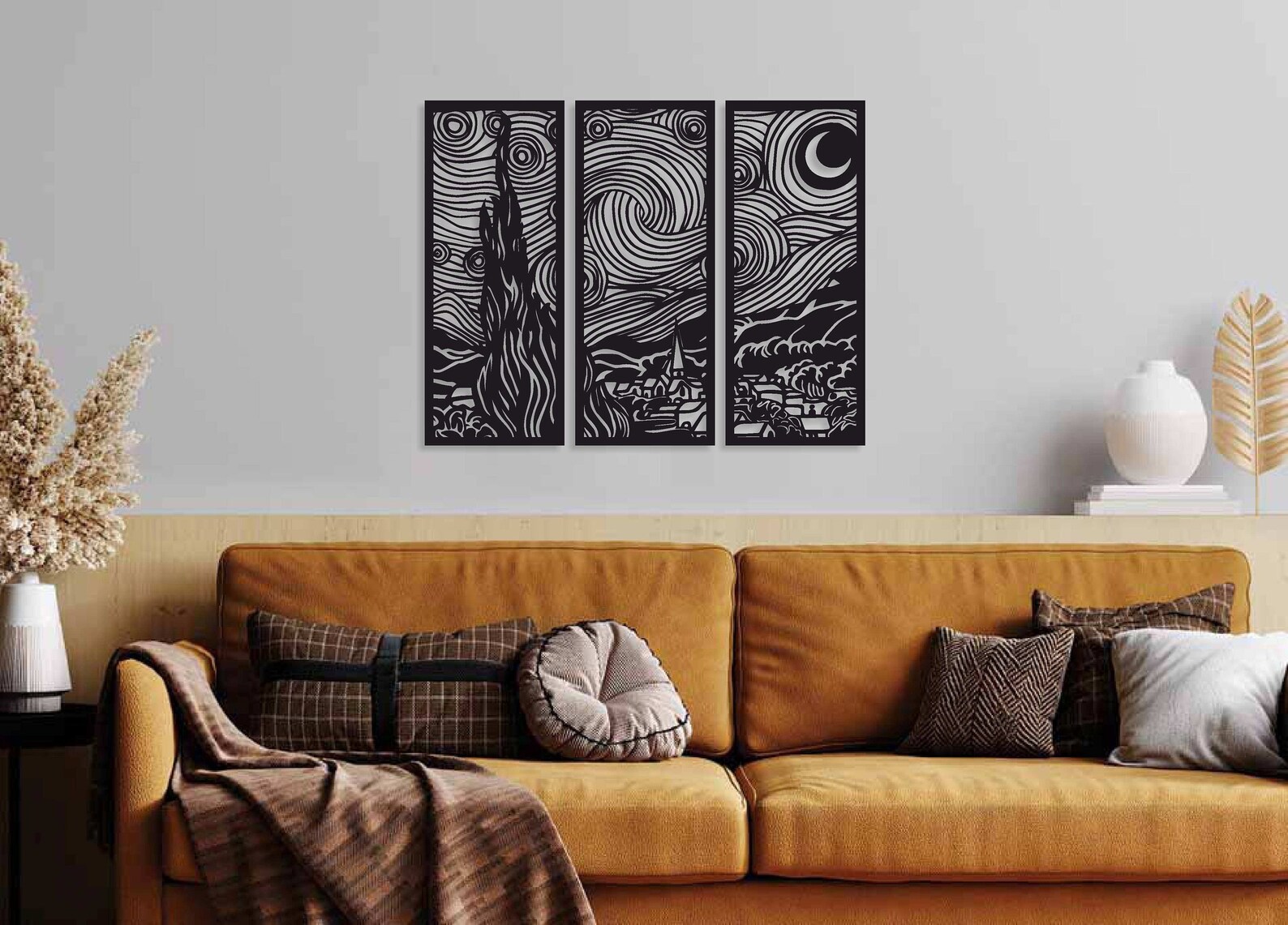 Van Gogh Starry Night Metal Wall Art, Van Gogh Metal Wall Art, Living ...
